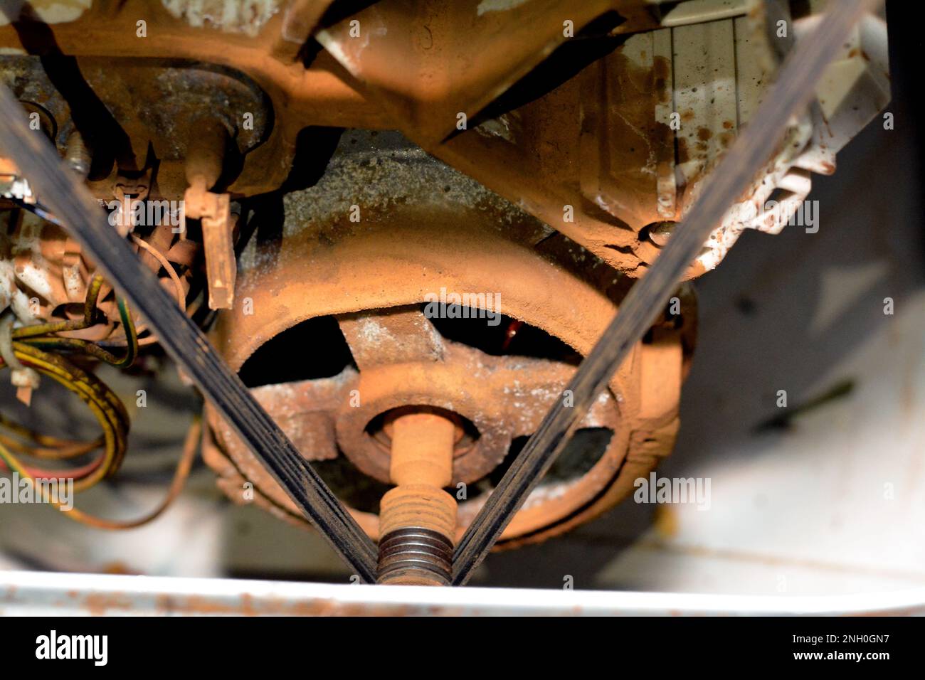 Rusty old dirty automatic electric washing machine drum that is ...