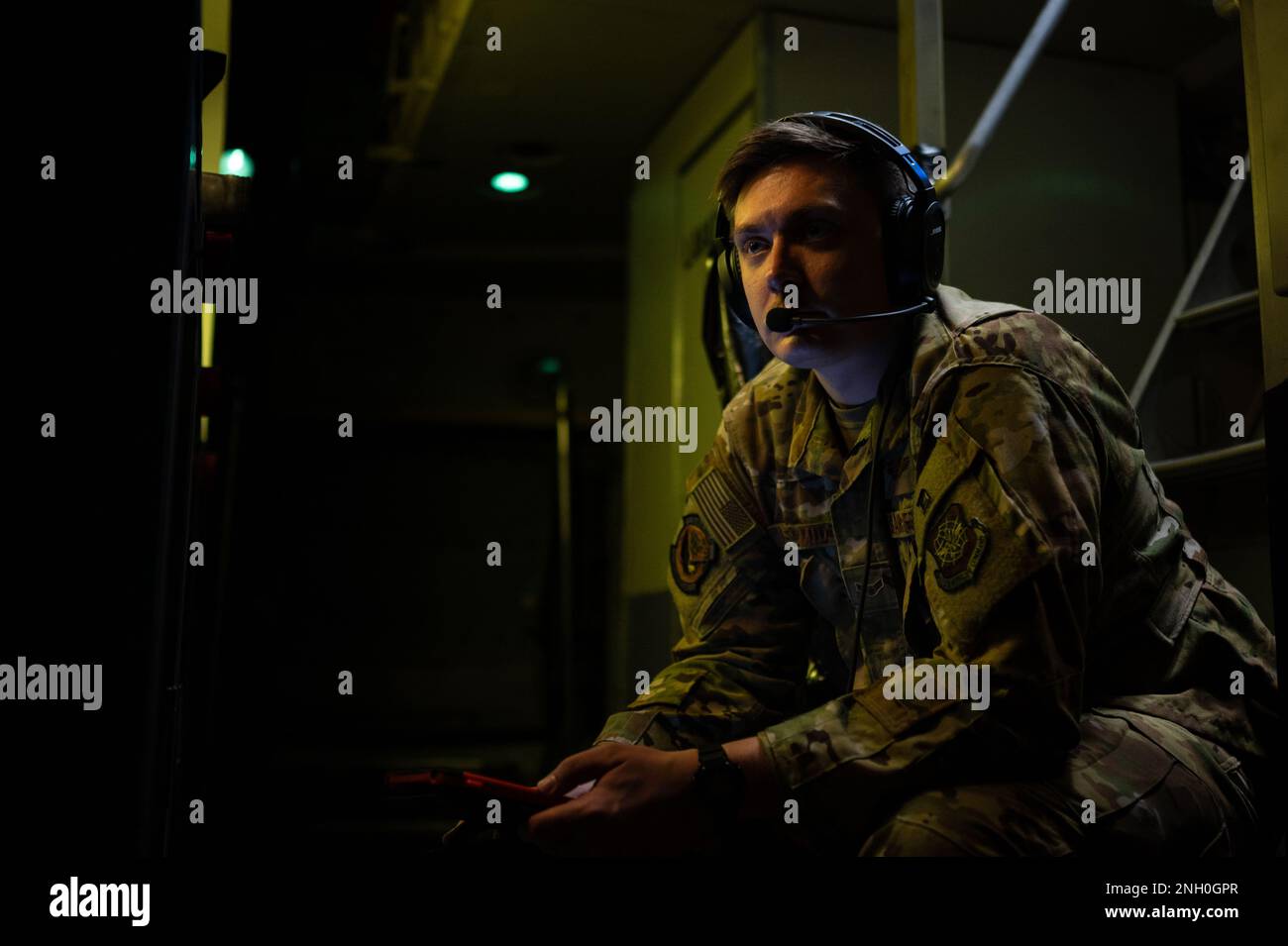 U.S. Air Force Airman 1st Class Jack Desmidt, a loadmaster assigned to ...