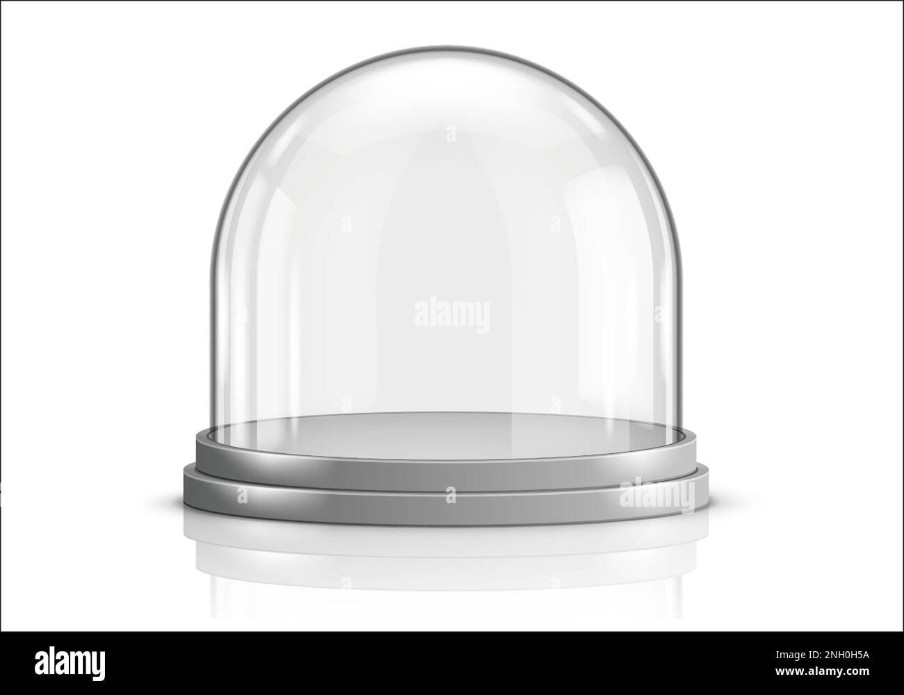 Glass Dome And Gray Plastic Tray Realistic Vector Glass Round Dome With Plate Food Storage