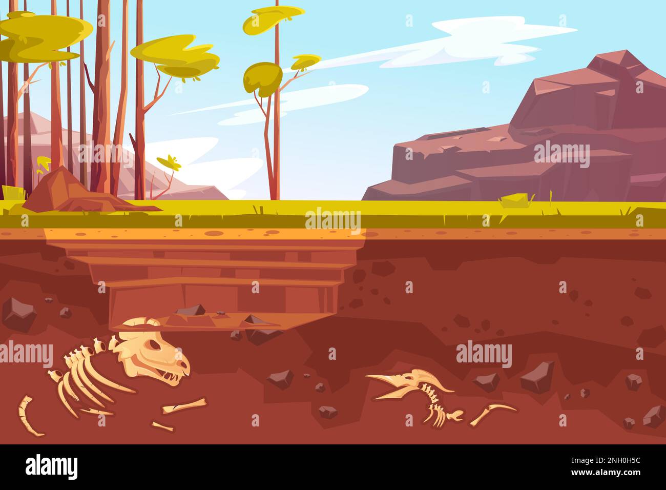 Archaeological excavations, cartoon vector illustration. Natural ...