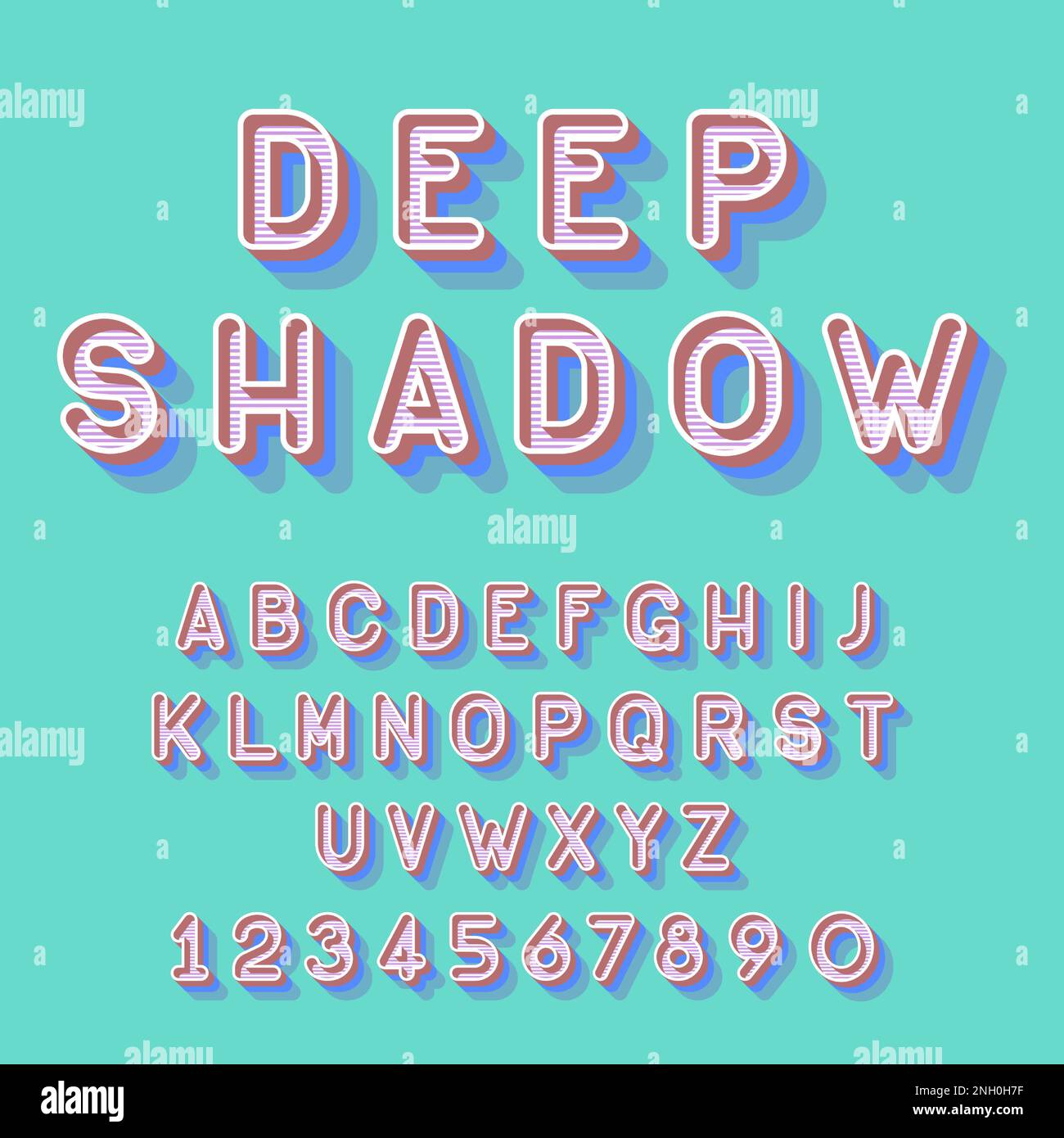 Cool deep shadow isometric font vector illustration. Set of unique ...