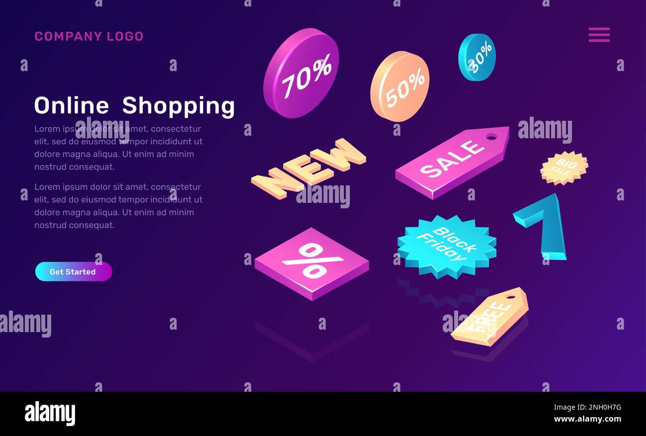 Online shopping, isometric concept vector illustration. 3D sale and ...
