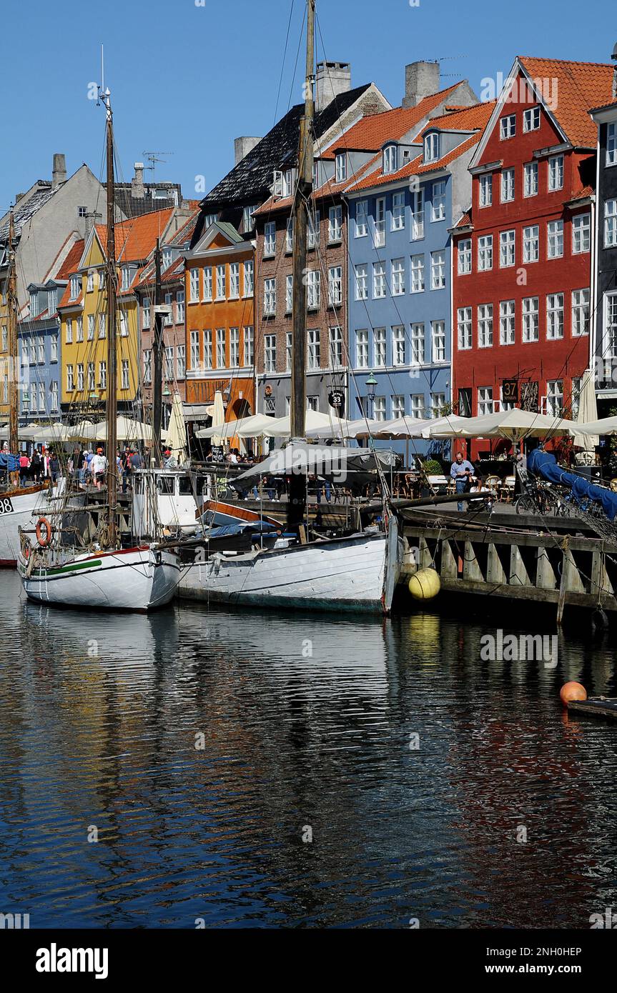 Copenhagen/Denmark 08.May 2018 .Tourists life at nyhavn canal on may ...