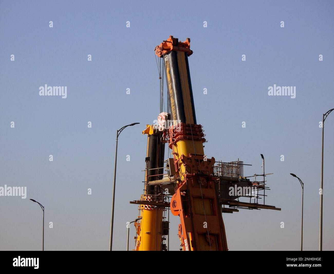 Cairo, Egypt, February 16 2023: Construction site of new Cairo monorail ...
