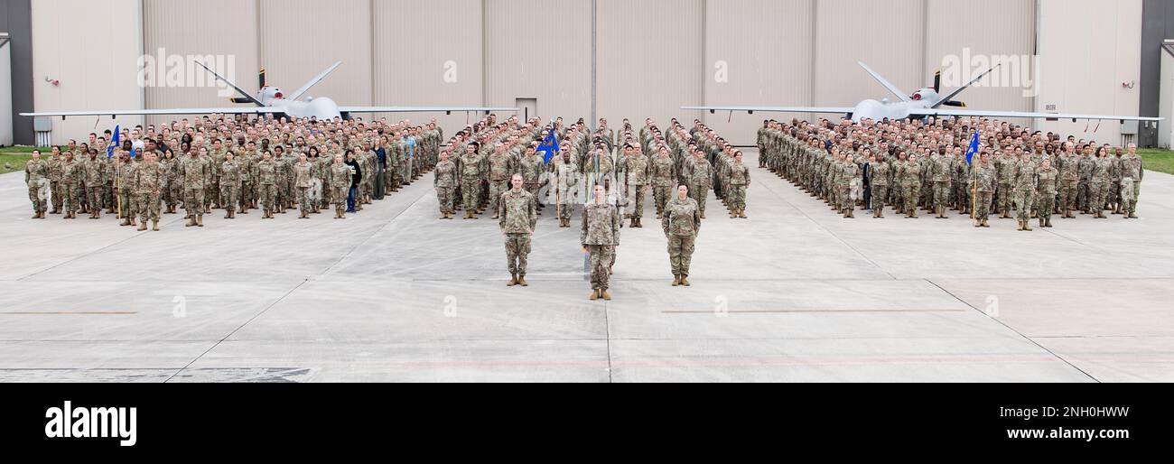 Members of the 147th Attack Wing in formation for a Wing photo at ...
