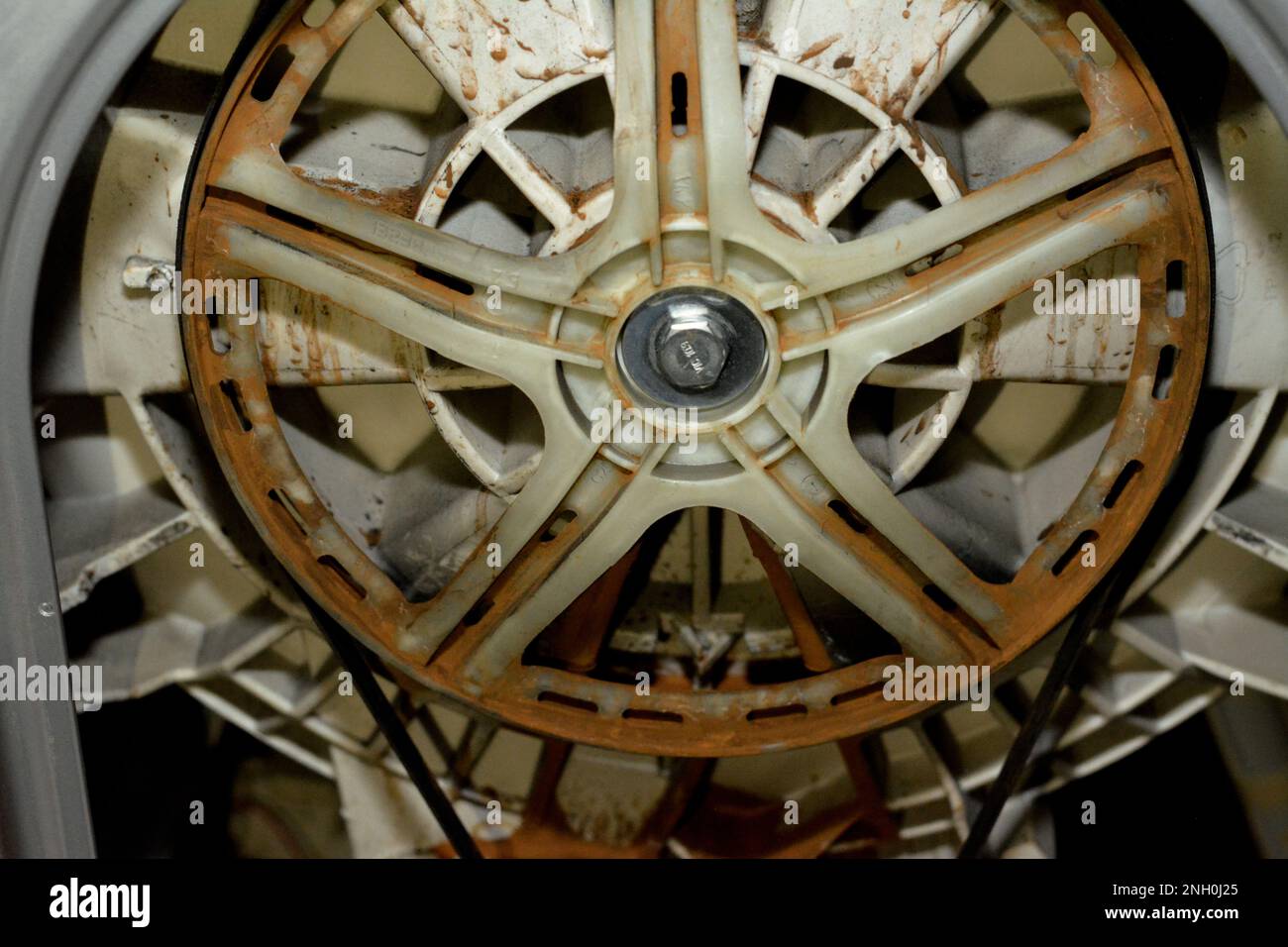 Rusty old dirty automatic electric washing machine drum that is ...