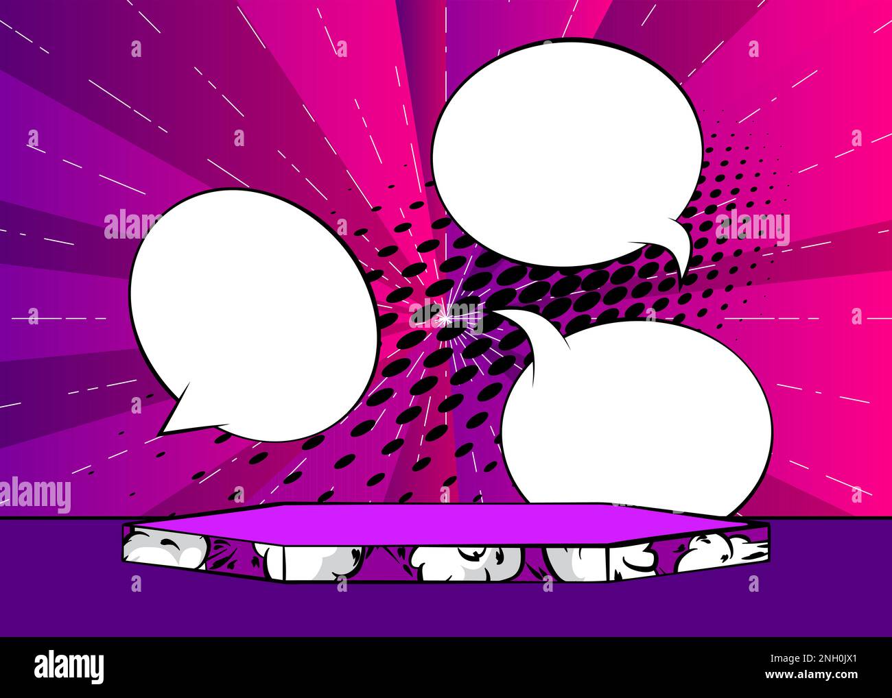 Comic Book Hexagonal Purple Product podium for mockup presentation ...