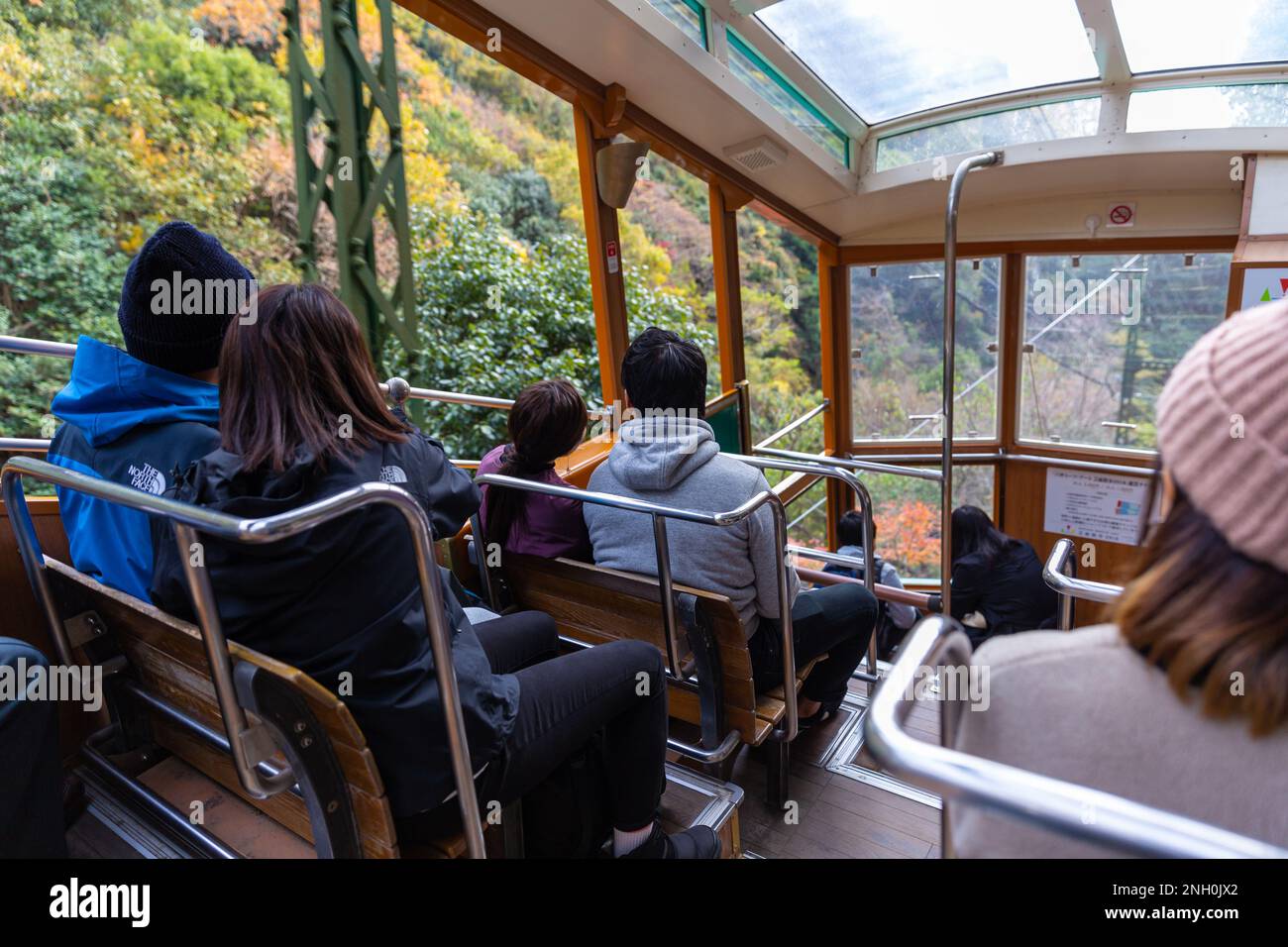 Kyoto, Japan - November 25, 2018: Passengers on open air train on ...