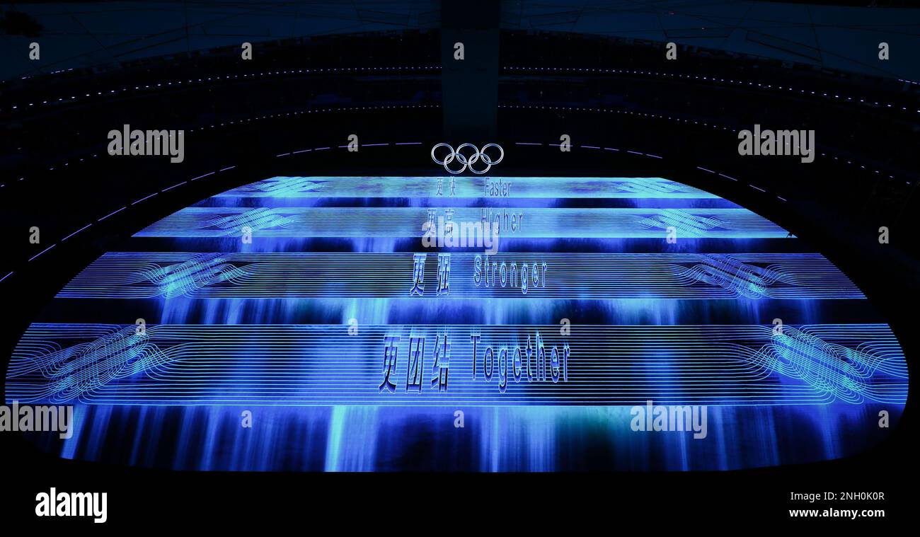 Beijing, China. 4th Feb, 2022. The Olympic motto is displayed during ...