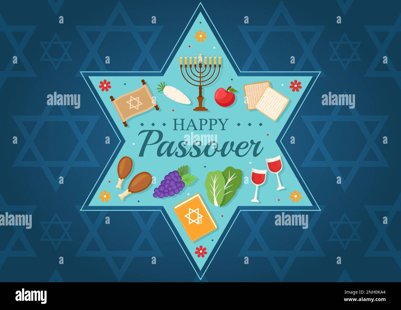 Happy Passover Illustration with Wine, Matzah and Pesach Jewish Holiday for Web Banner or ...