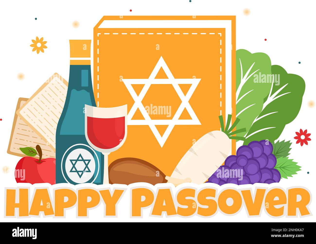 Happy Passover Illustration with Wine, Matzah and Pesach Jewish Holiday for Web Banner or ...