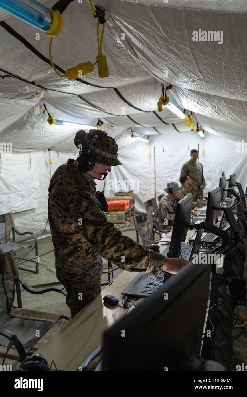 U.S. Marines with Marine Air Support Squadron (MASS) 2 conduct a direct ...