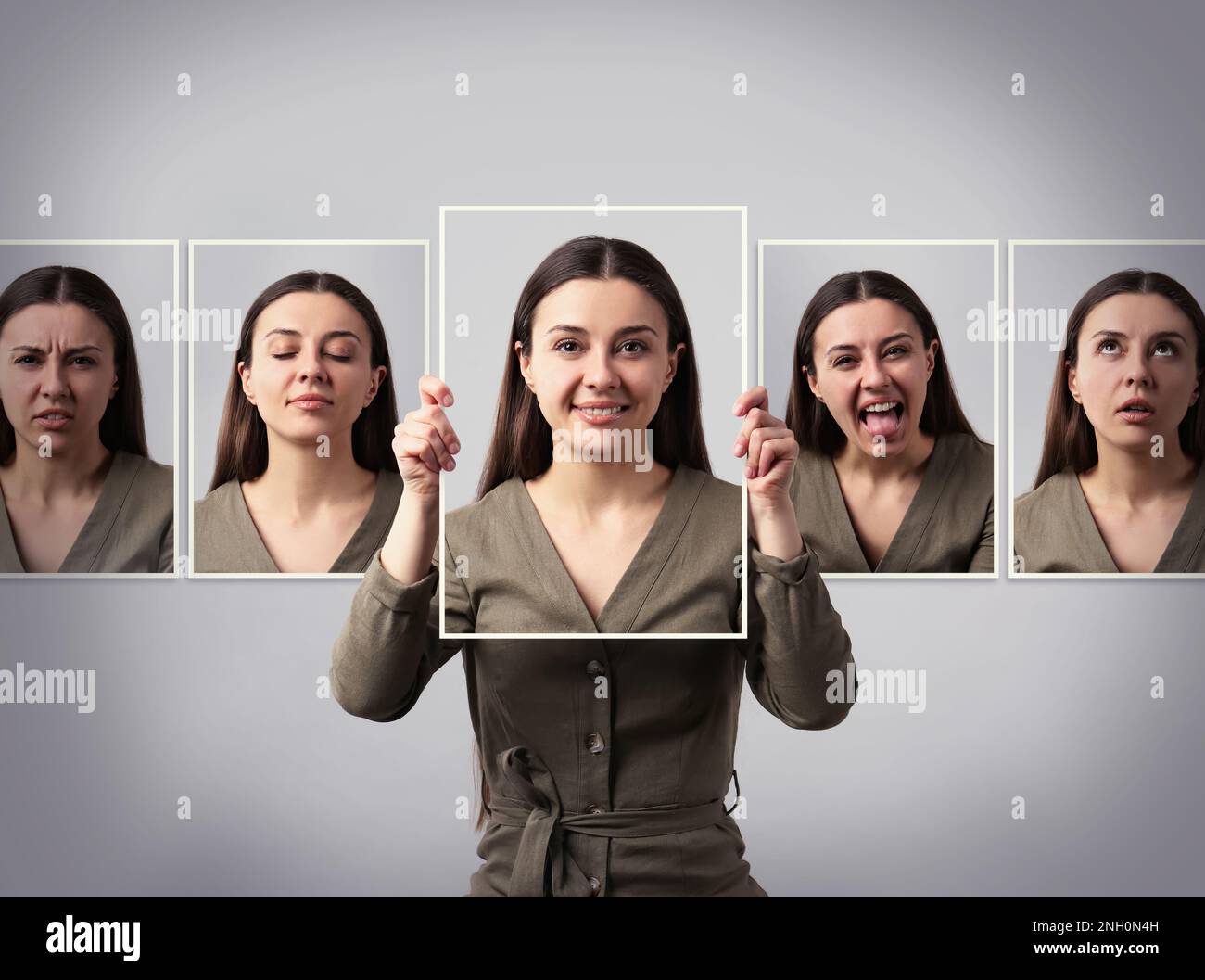 Woman with personality disorder, multiple exposure. Collage Stock Photo ...