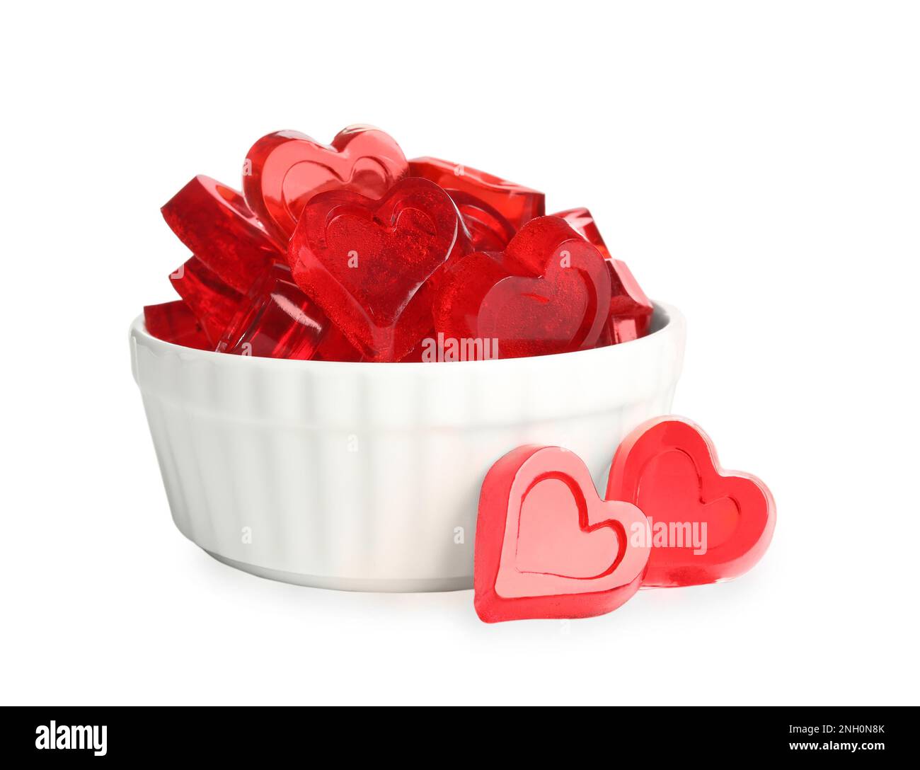 Sweet heart shaped jelly candies on white background Stock Photo - Alamy