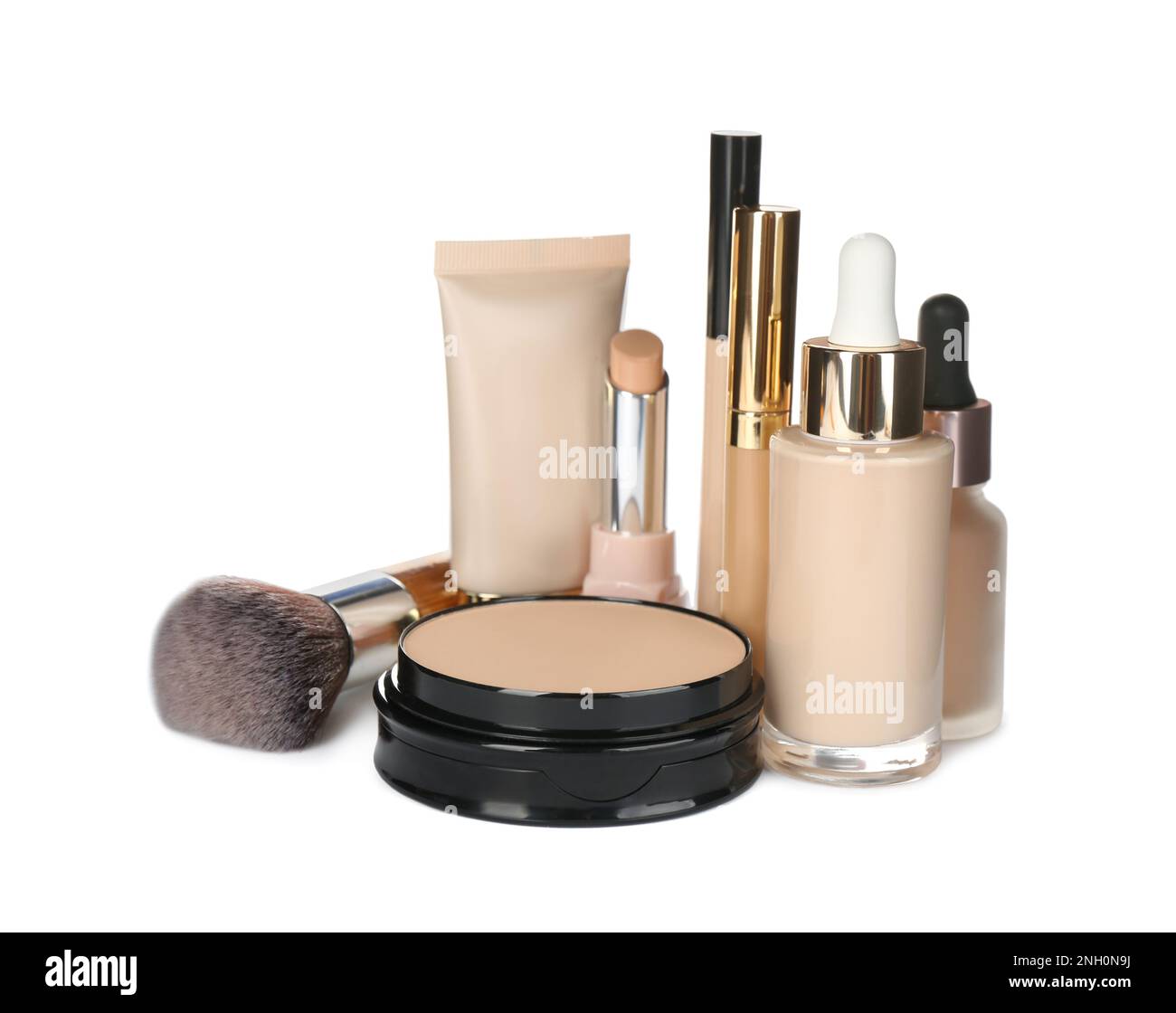 Foundation makeup products on white background. Decorative cosmetics ...