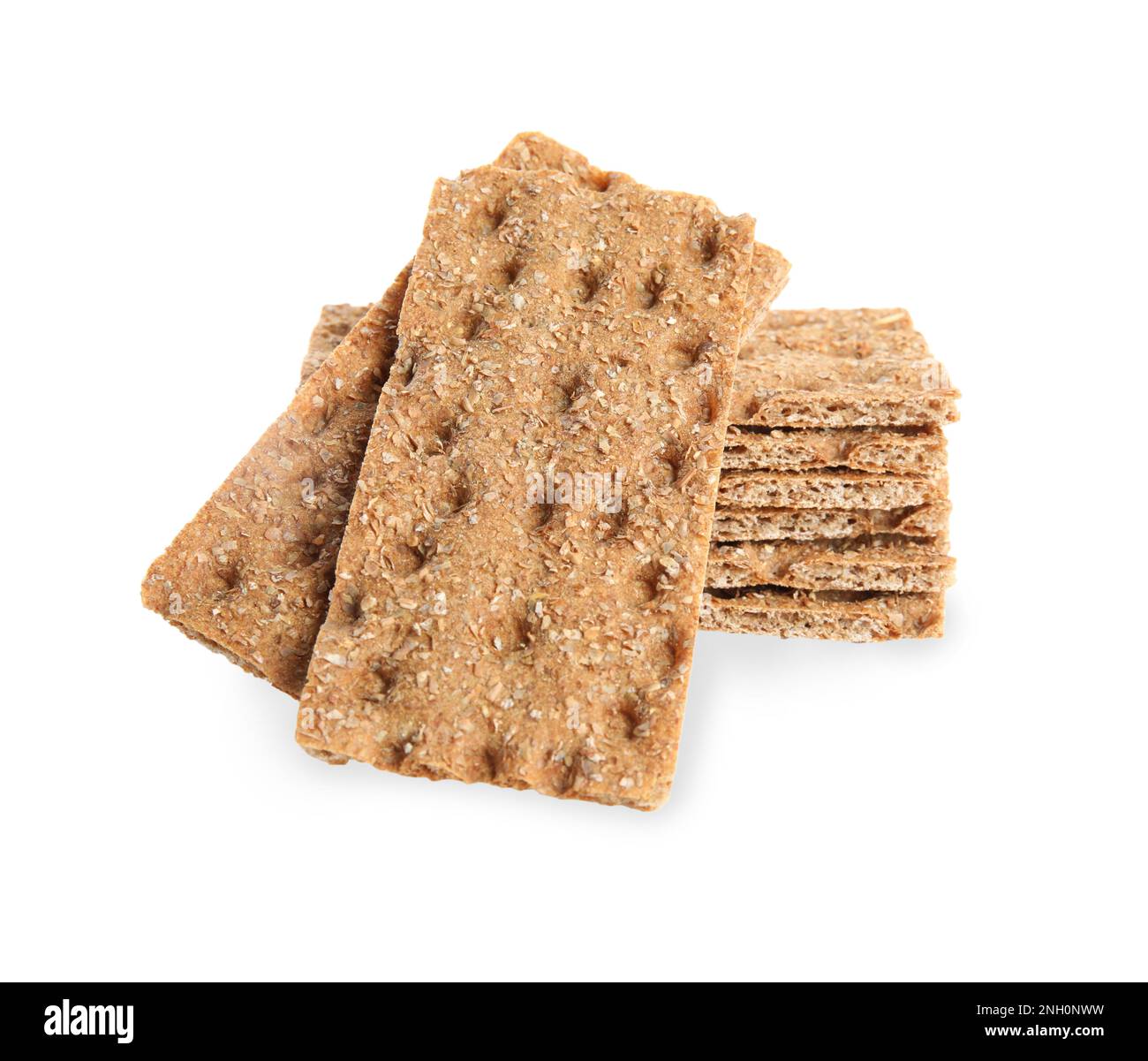 Fresh crunchy rye crispbreads on white background Stock Photo - Alamy