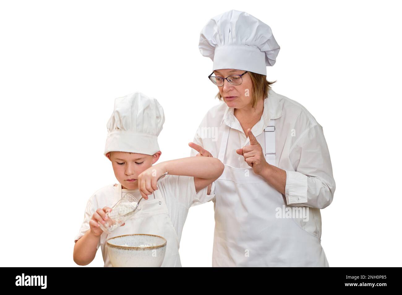 Grandmother boy cooking Cut Out Stock Images & Pictures - Alamy