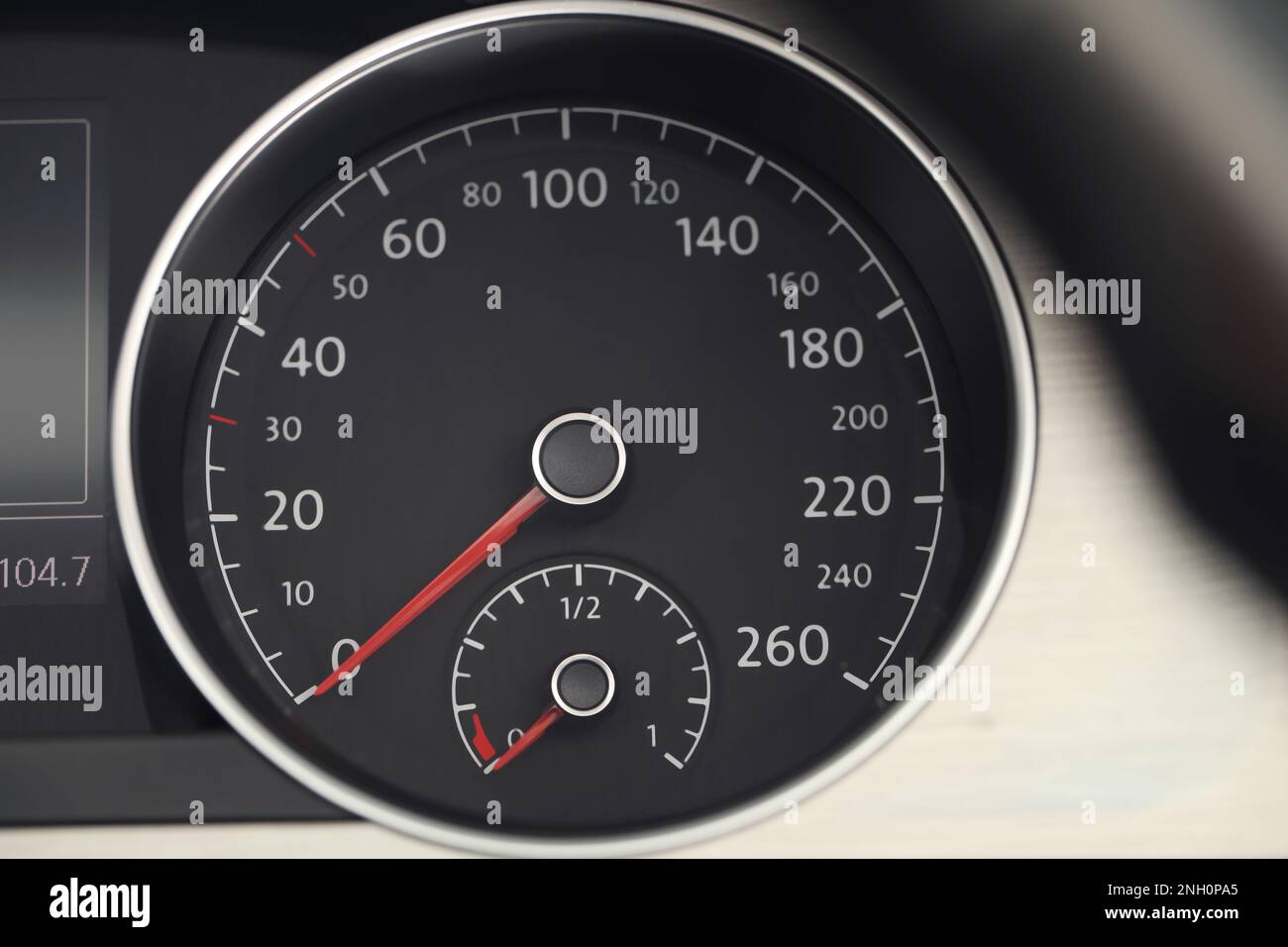 Speedometer on modern car dashboard, closeup view Stock Photo - Alamy
