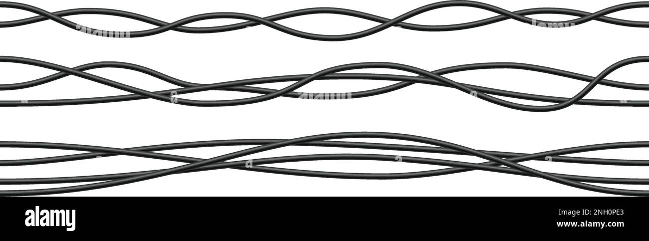 Realistic electrical wires. Cable power energy. Flexible thick network ...