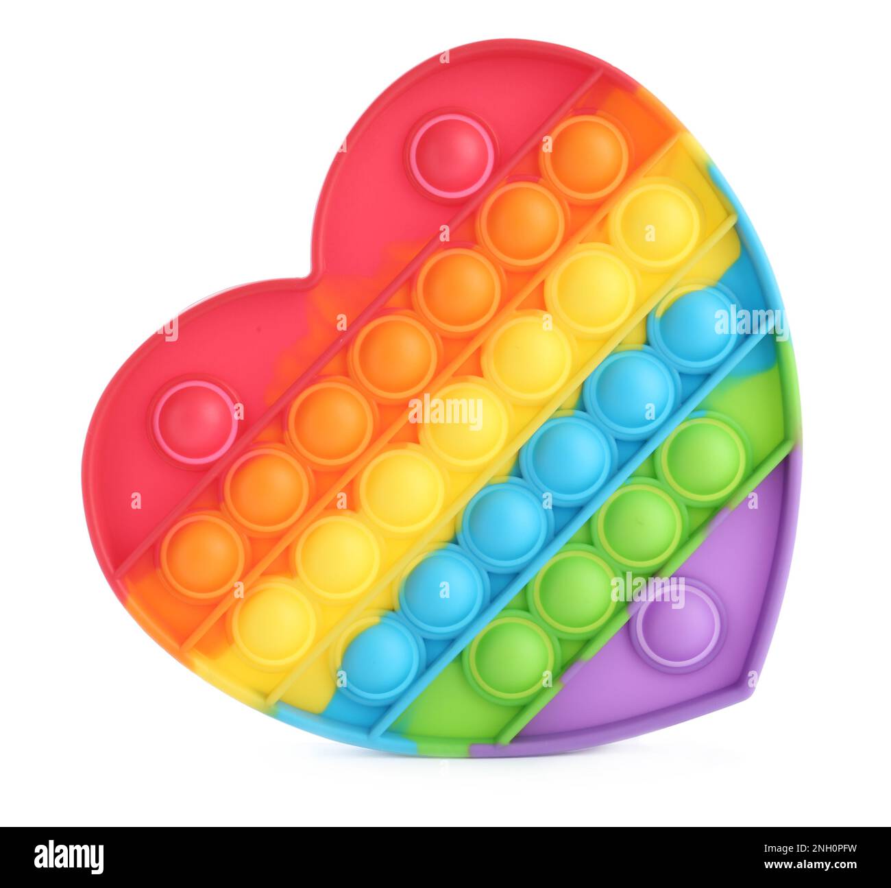 Heart shaped rainbow pop it fidget toy isolated on white, top view ...