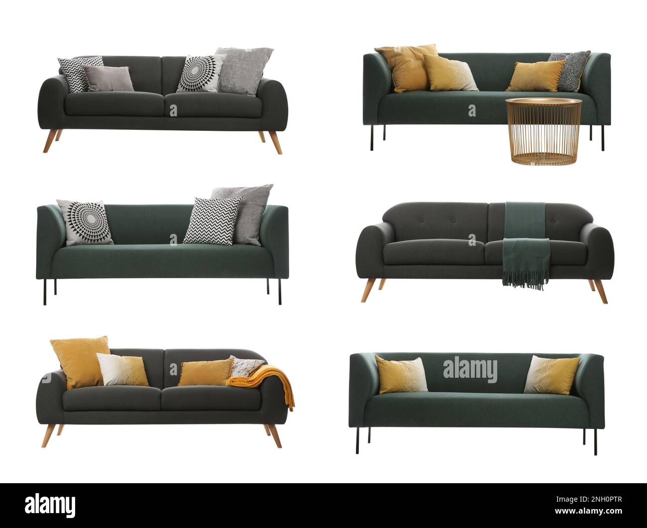 Set with different stylish sofas on white background Stock Photo - Alamy