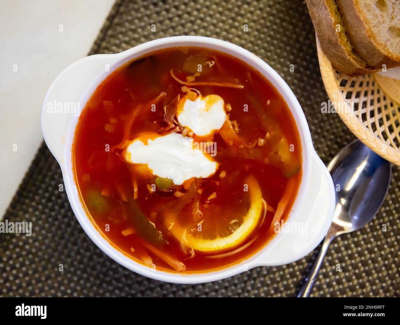 Russian cuisine - solyanka soup with ingredients Stock Photo - Alamy