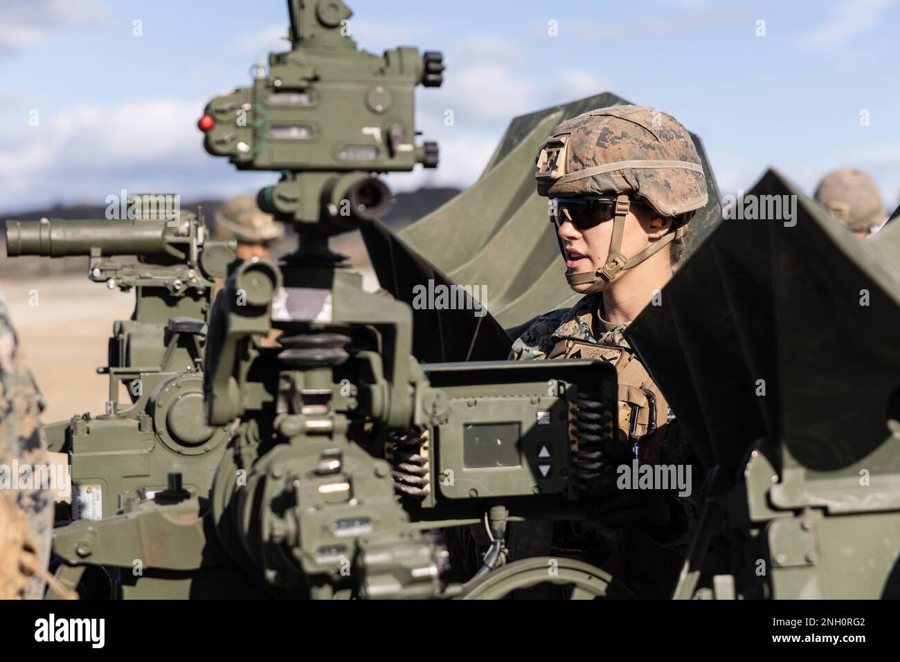 U.S. Marine Cpl. Trinity Wilson-Irwin, a field artillery cannoneer with ...