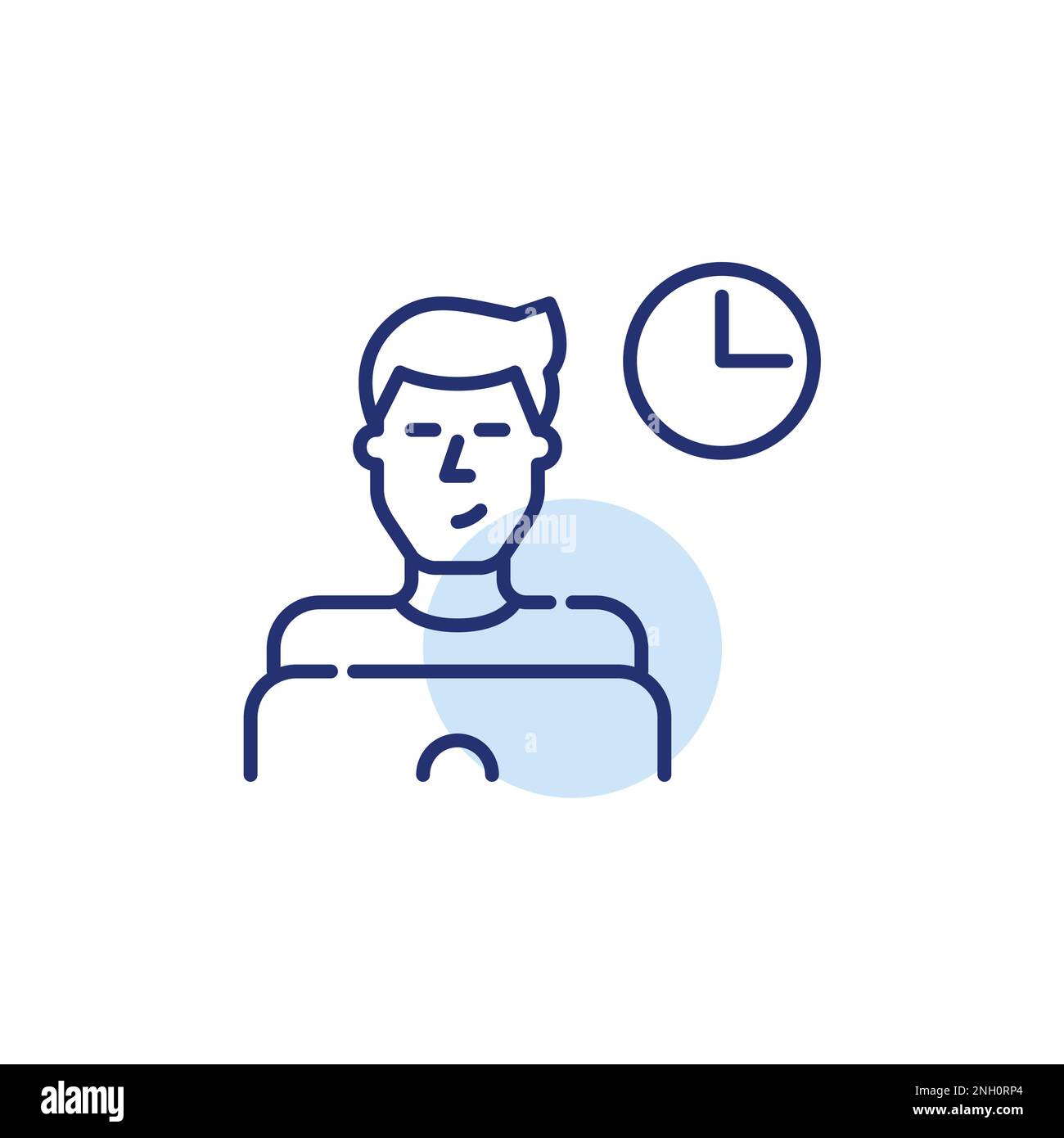 Man working at laptop office hours. Work schedule. Pixel perfect ...