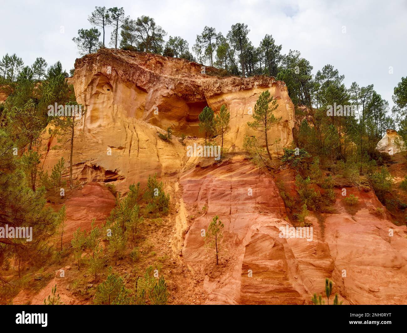 red ocher lands in the Rustrel roussillon nature park orange hills ...