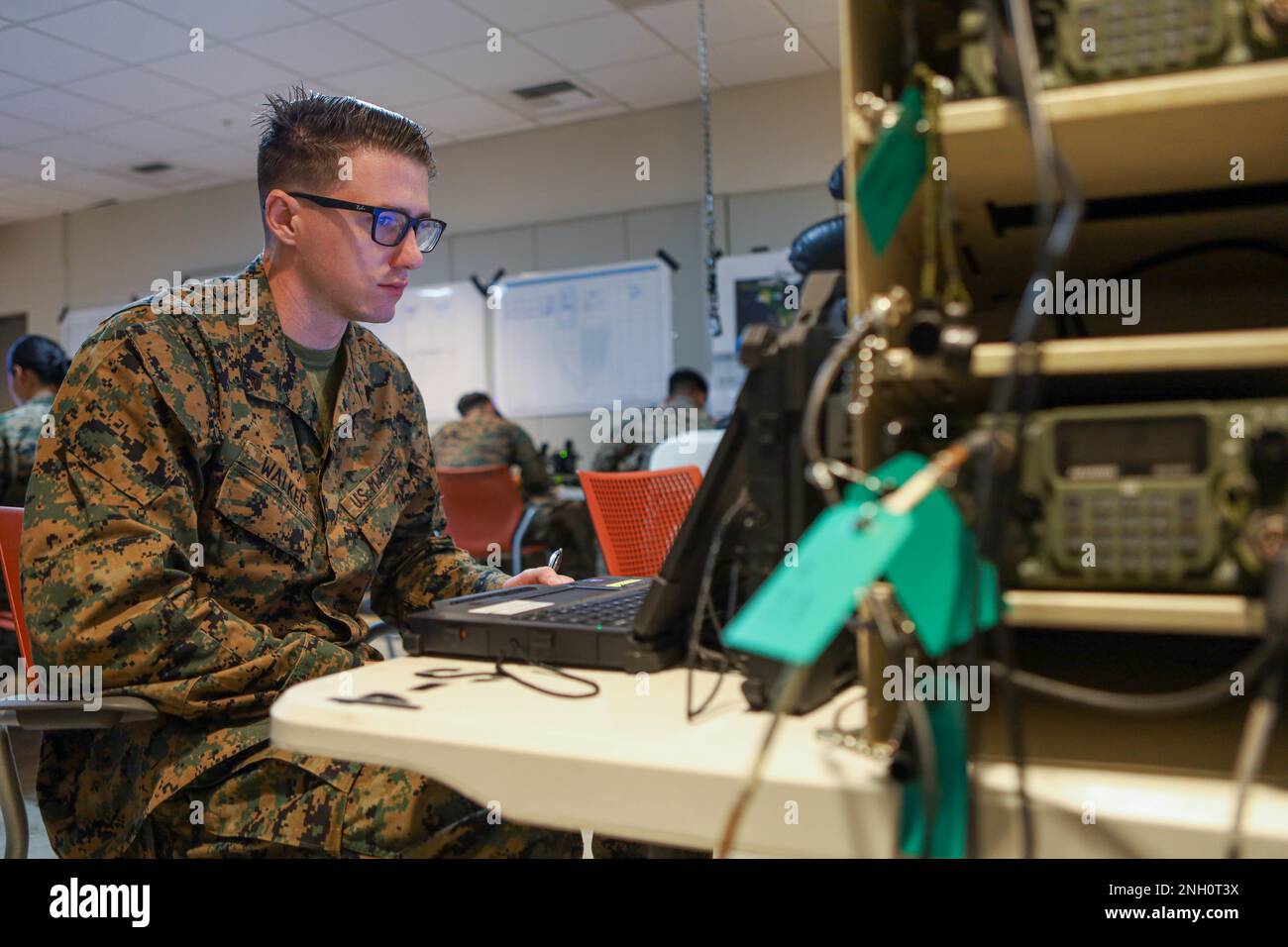 U.S. Marine Corps Cpl. Jonathan Walker, a radio operator with 1st Air ...