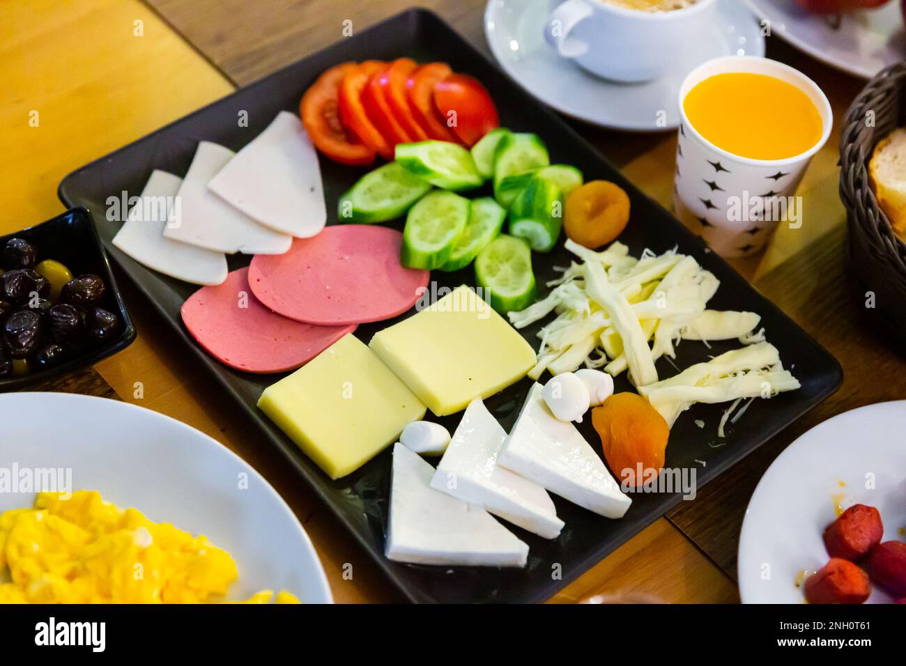 Halal breakfast at the hotel Stock Photo - Alamy
