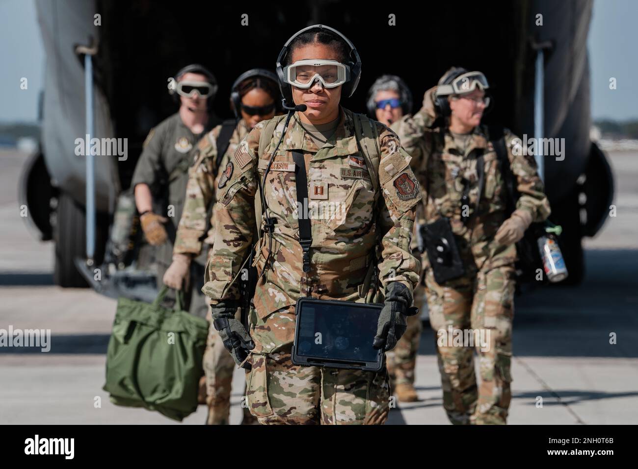 Airmen assigned to the 45th Aeromedical Evacuation Squadron participate ...