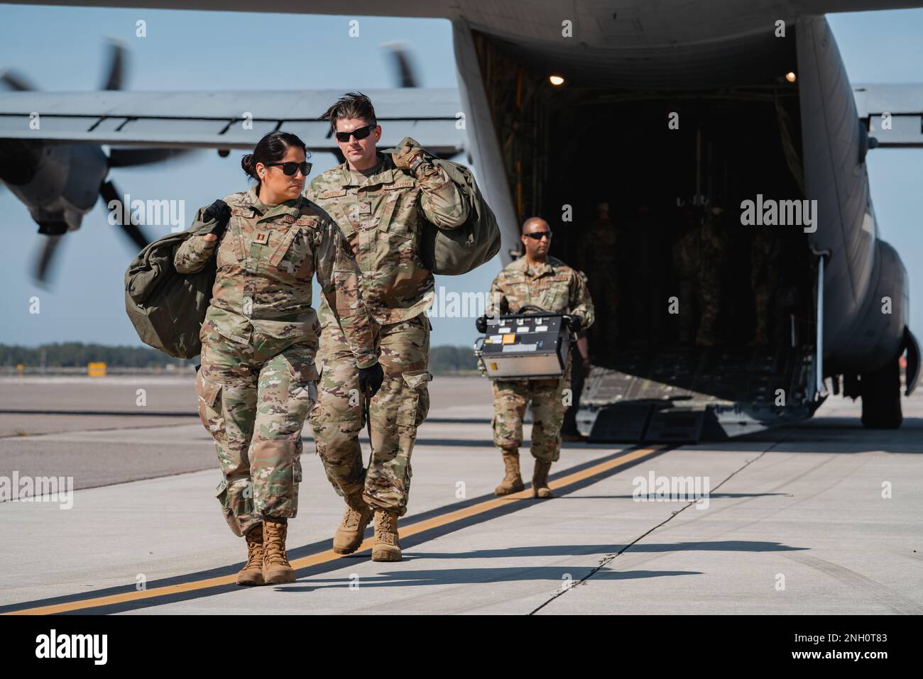Airmen assigned to the 45th Aeromedical Evacuation Squadron participate in a simulated ...