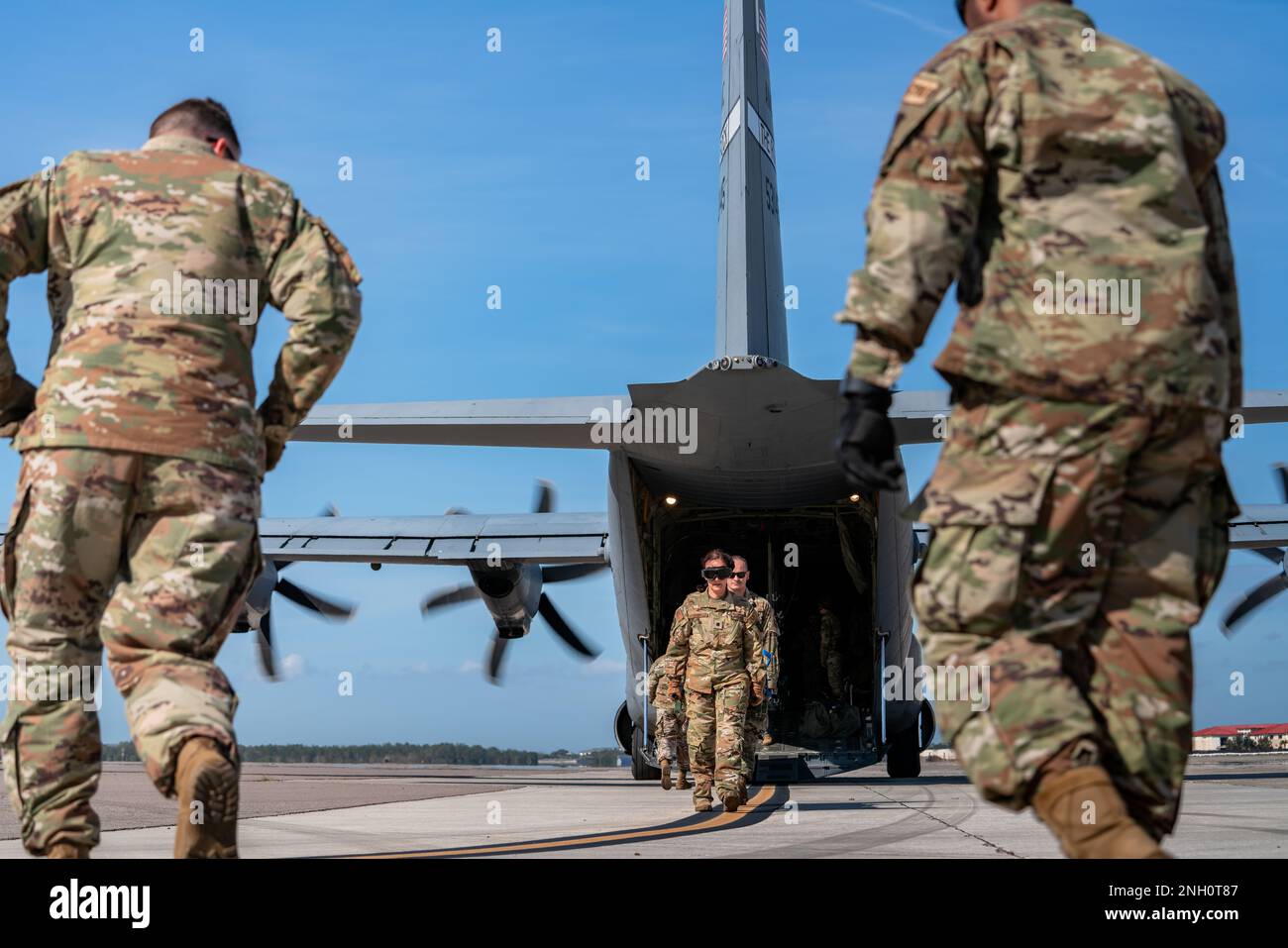 Airmen assigned to the 45th Aeromedical Evacuation Squadron participate ...
