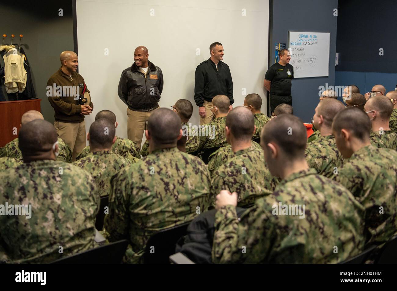 Recruit Training Command's Command Triad speaks with recruits upon ...