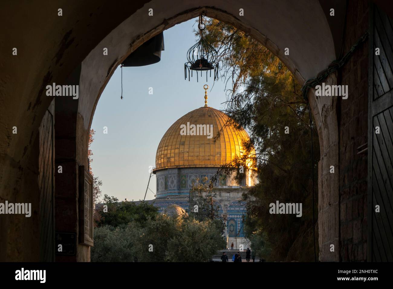 View of Dome of the Rock through Gate of Darkness, traditionally known ...