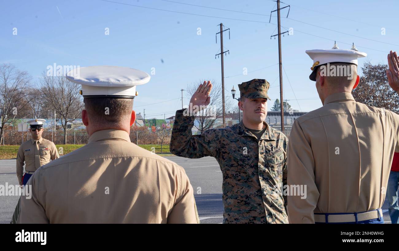 U.S. Marine Corps Staff Sgt. Dustin Jeardoe, a canvassing recruiter ...