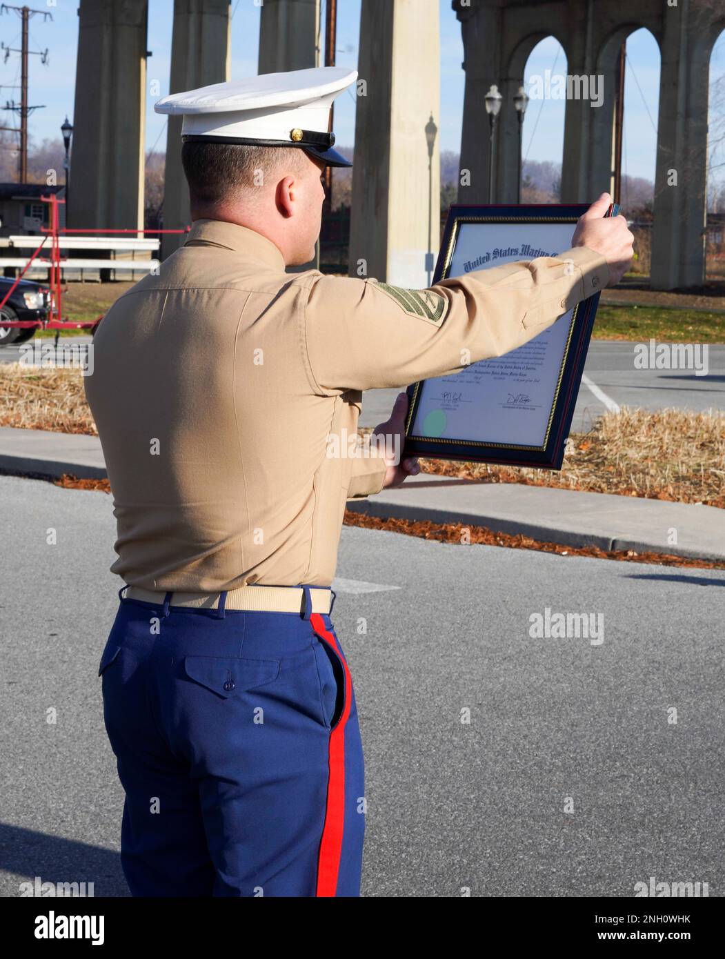 U.S. Marine Corps Staff Sgt. Michael Boone, the station commander with ...