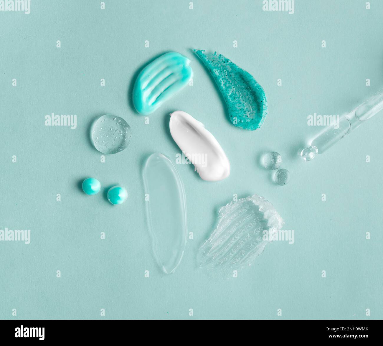 Cosmetic lotion transparent gel drops texture background, blue Stock ...