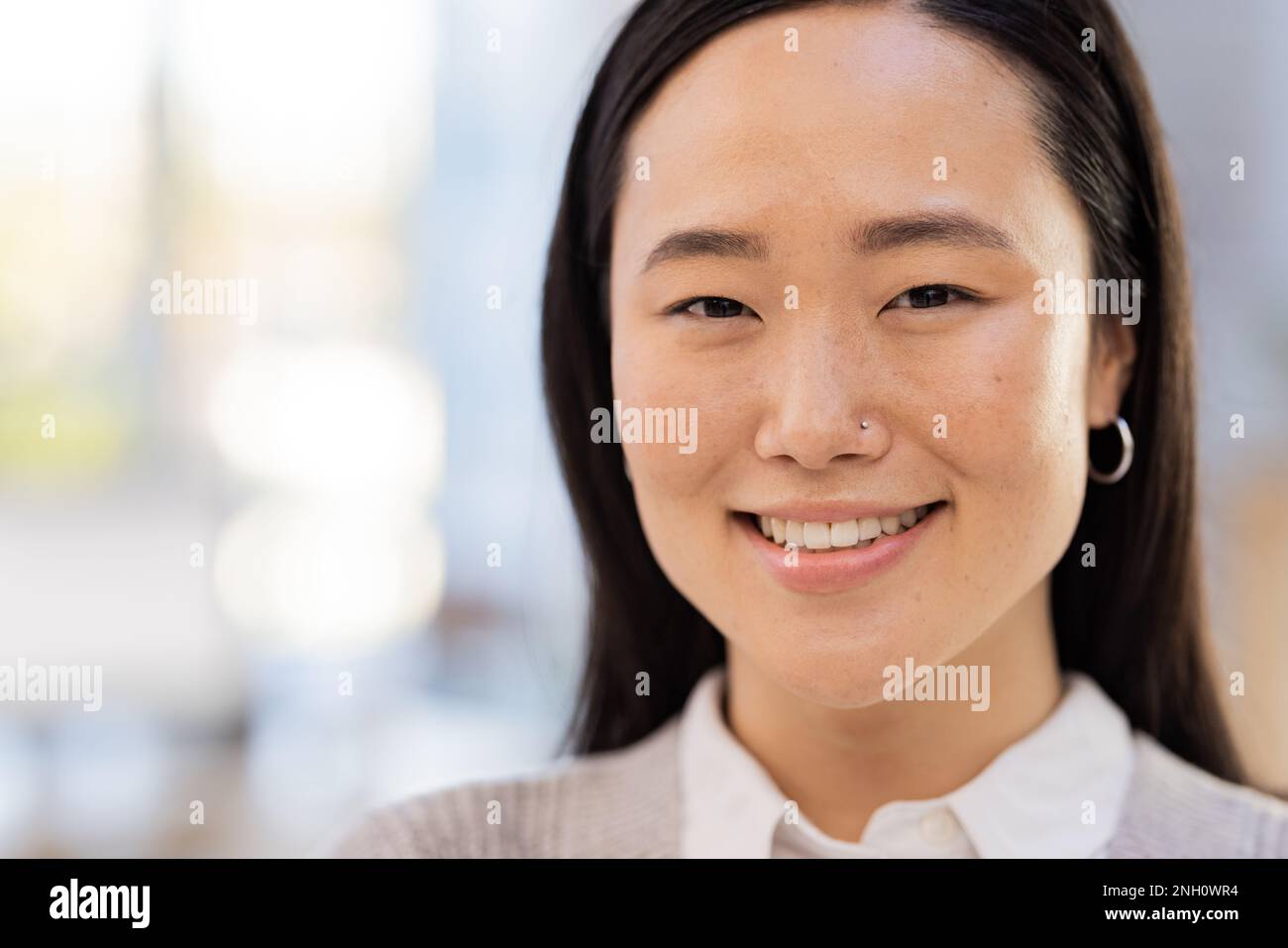Asian business woman, face and smile in portrait with success and ...