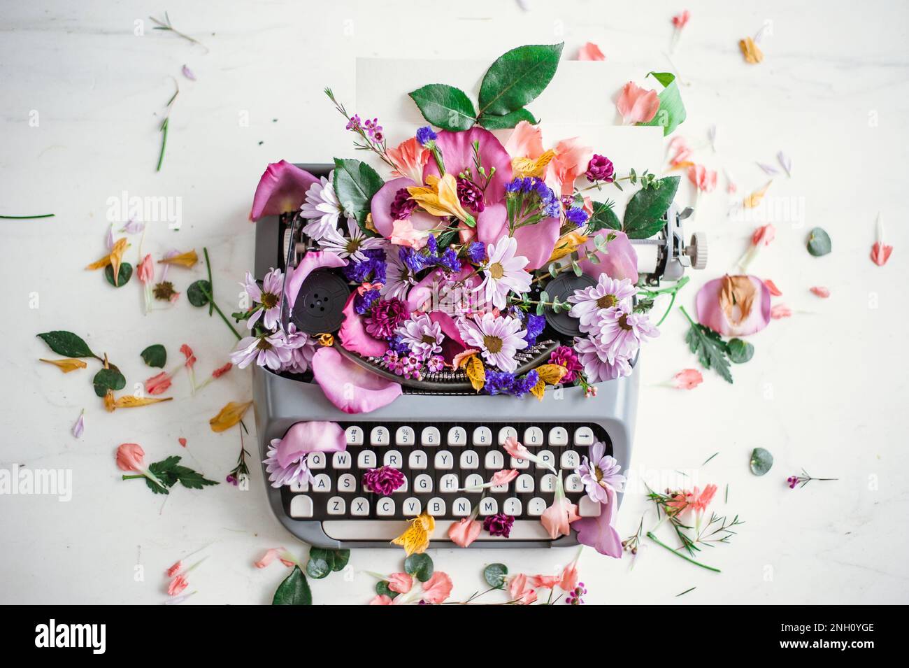Vintage typewriter flowers hi-res stock photography and images - Alamy