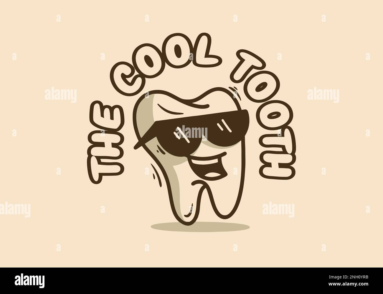 The tooth mascot character design with smiling face wearing a glasses ...