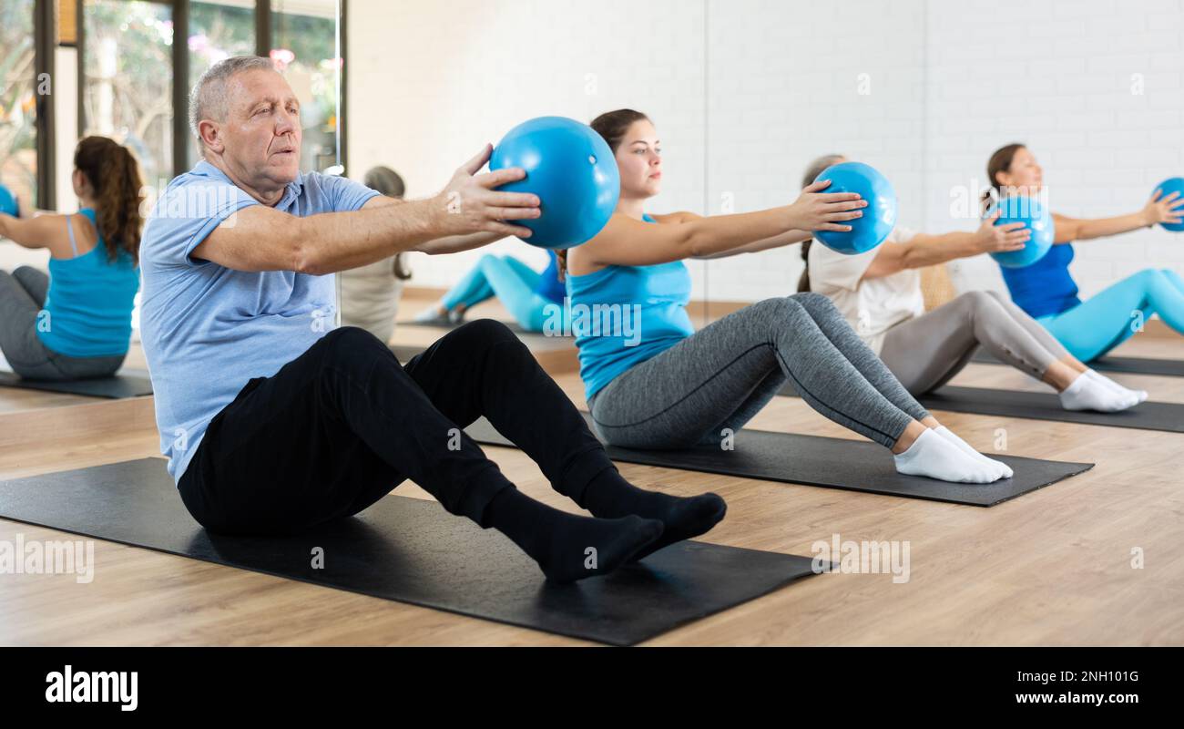 Group pilates session elderly people hi-res stock photography and ...