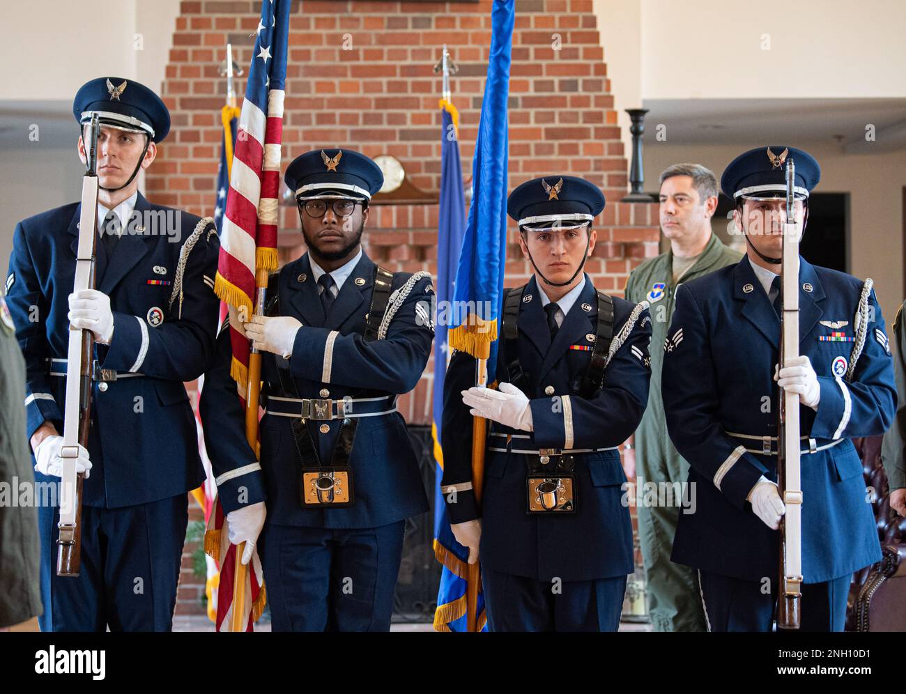 U.S. Air Force Airmen with the Moody Air Force Base Honor Guard present ...