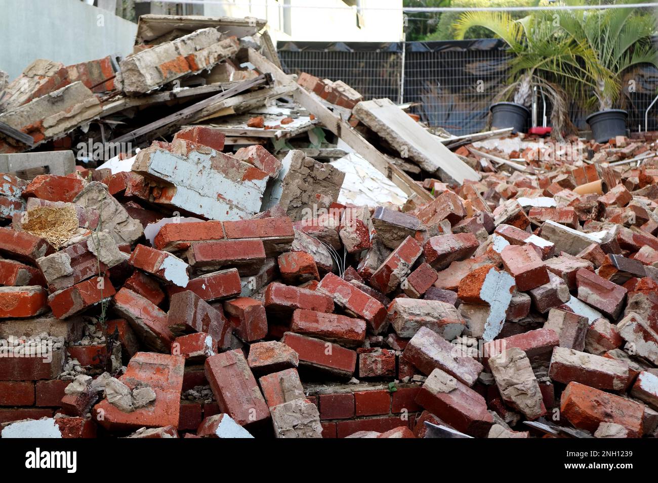 Pile of bricks at house demolition site in Brisbane Australia Stock ...