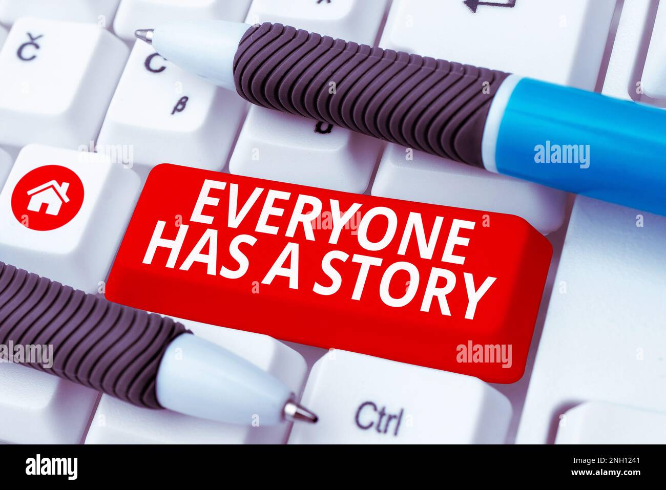 Handwriting text Everyone Has A Story, Business overview Background ...