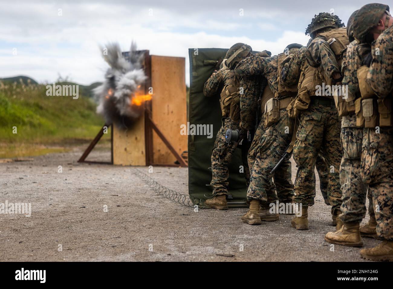 U.S. Marines with Marine Wing Support Squadron (MWSS) 171 detonate a ...