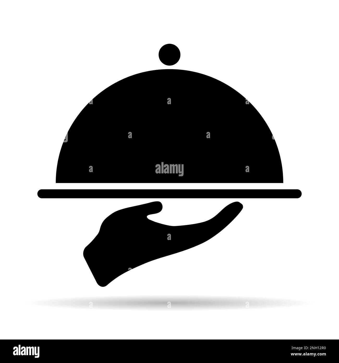 Waiter tray shadow icon, dish menu restaurant web symbol, lunch design ...