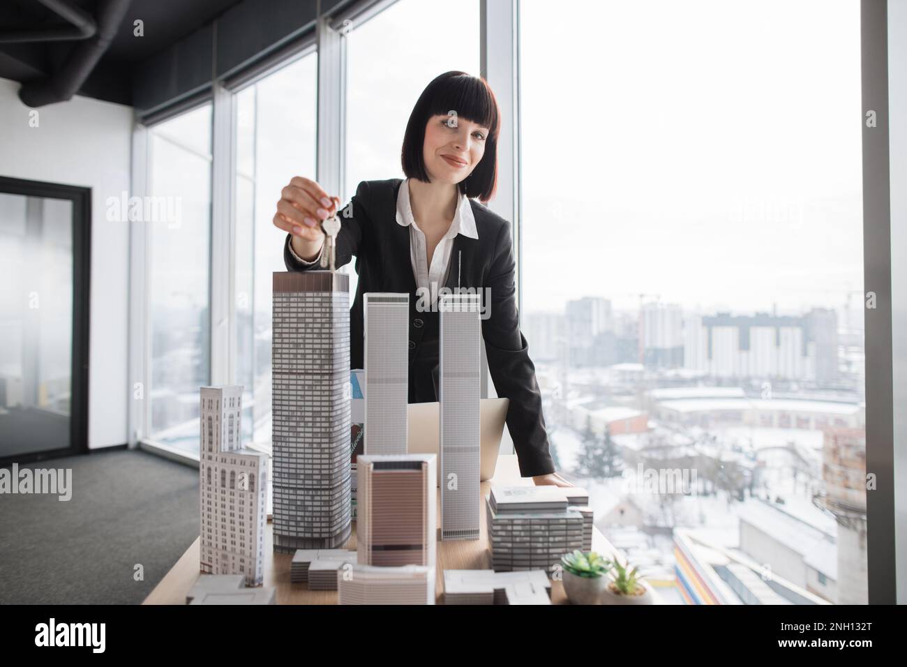 Focus on keys in hand of real estate manager homeowner businesswoman ...