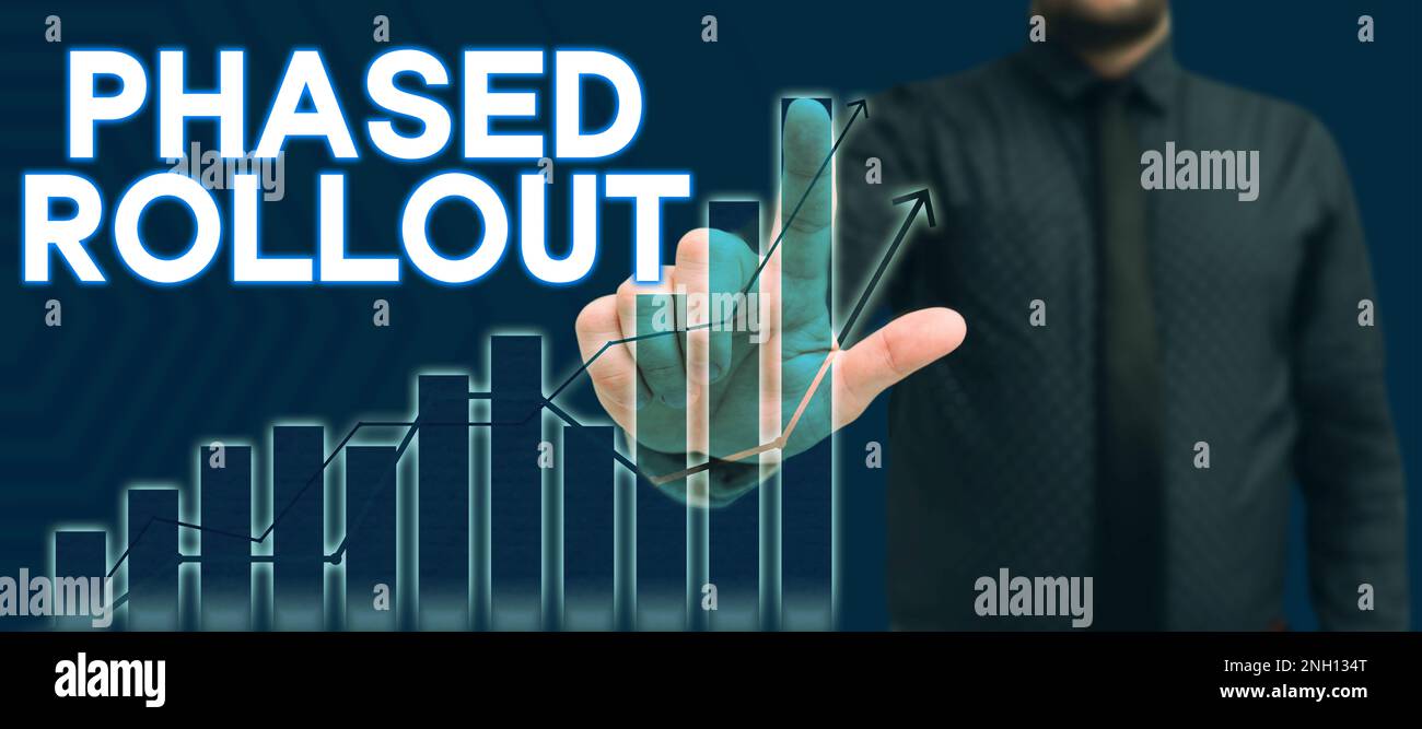 Text sign showing Phased Rollout, Conceptual photo the practice of ...